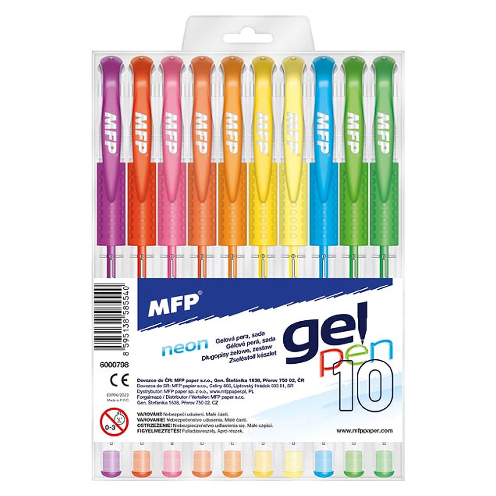 Daffer.sk - Gélové perá MFP, 10ks neónové