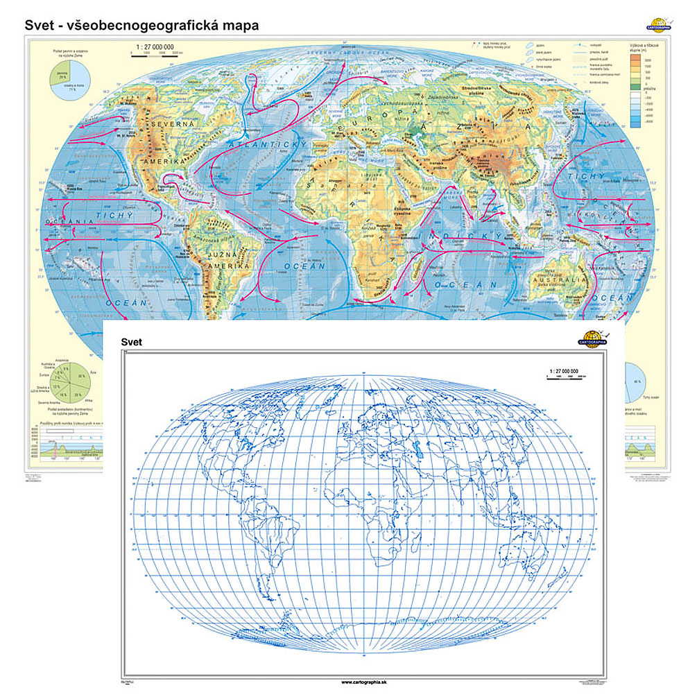 Daffer.sk - Mapa Svet všeobecnogeografická + slepá mapa DUO