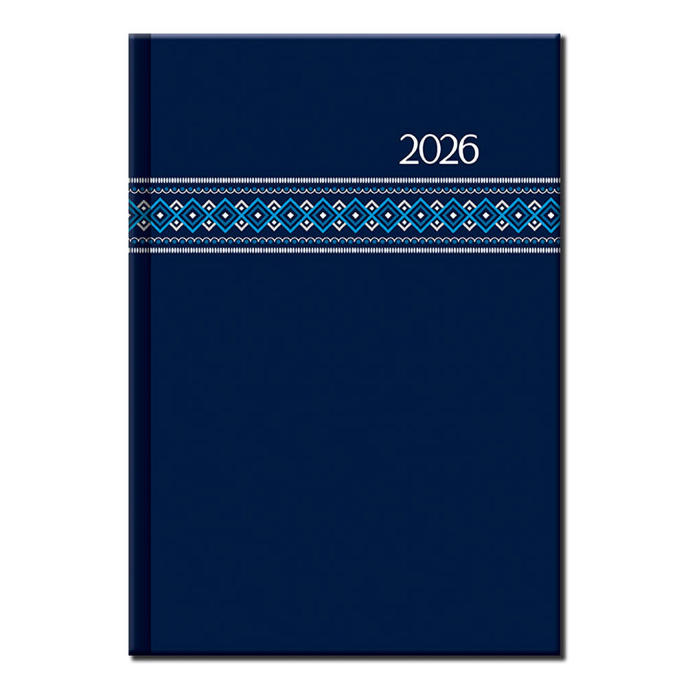 Daffer.sk - Diár týždenný 2026, Print Folk modrý A5