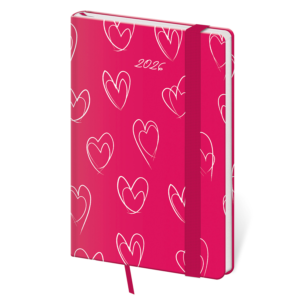 Daffer.sk - Diár týždenný 2026, Vario Srdiečka s gumičkou A7